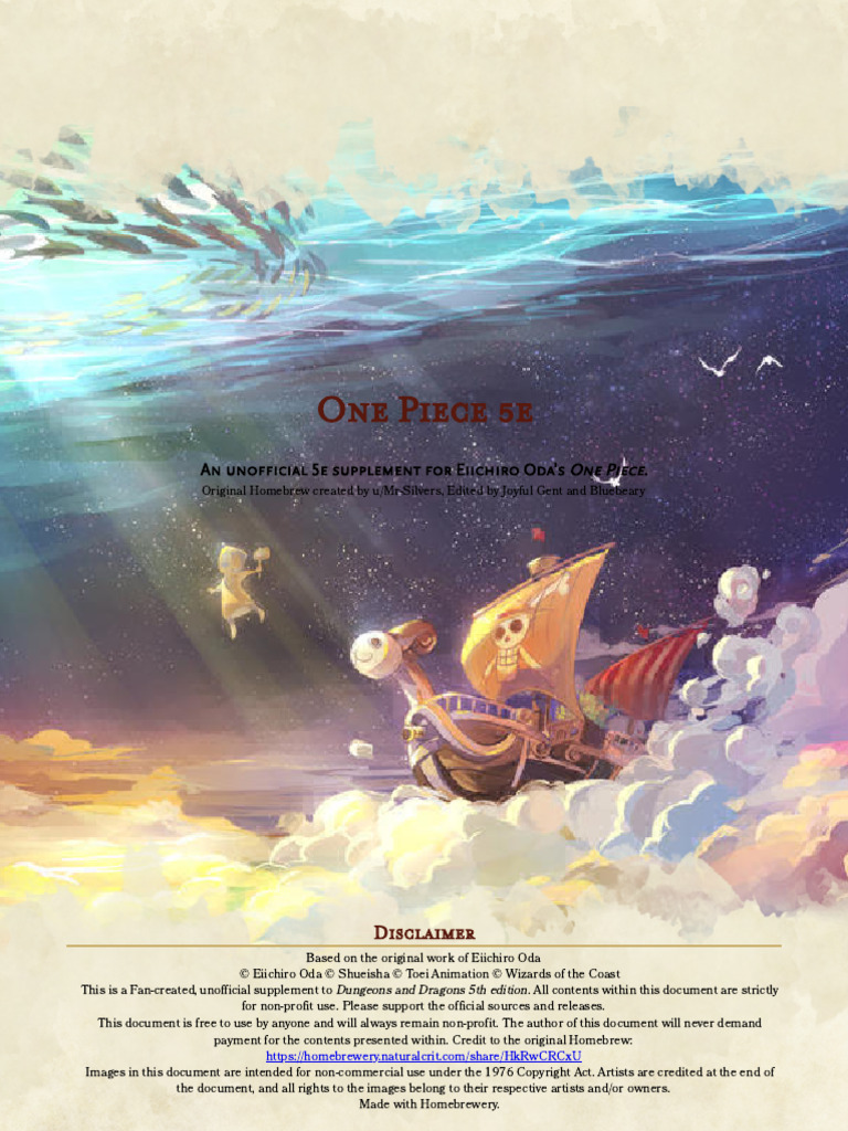 One Piece 5e v4.0 | PDF | Mermaid | Dungeons & Dragons