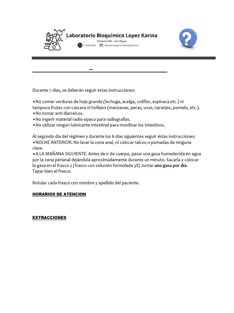 Instrucciones para Test de Graham | PDF