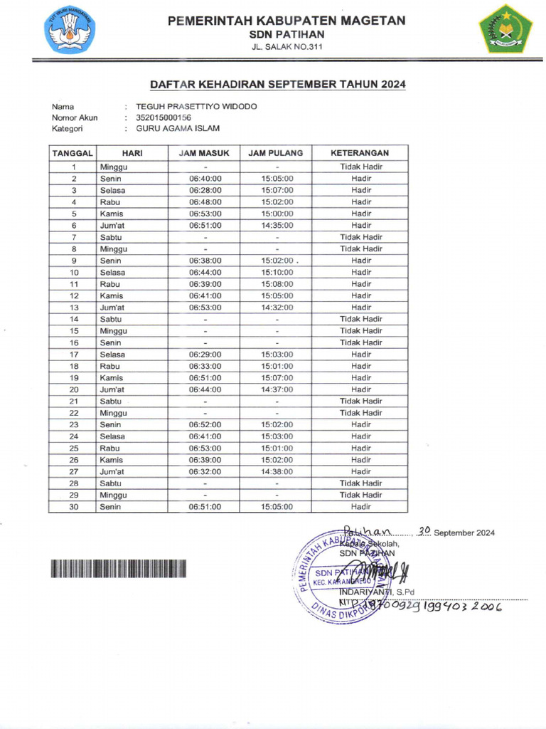 ABSEN SEPTEMBER | PDF