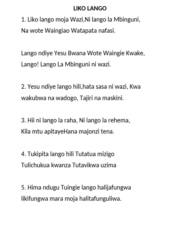 Liko Lango: Lyrics and Themes | PDF | Religious Belief And Doctrine