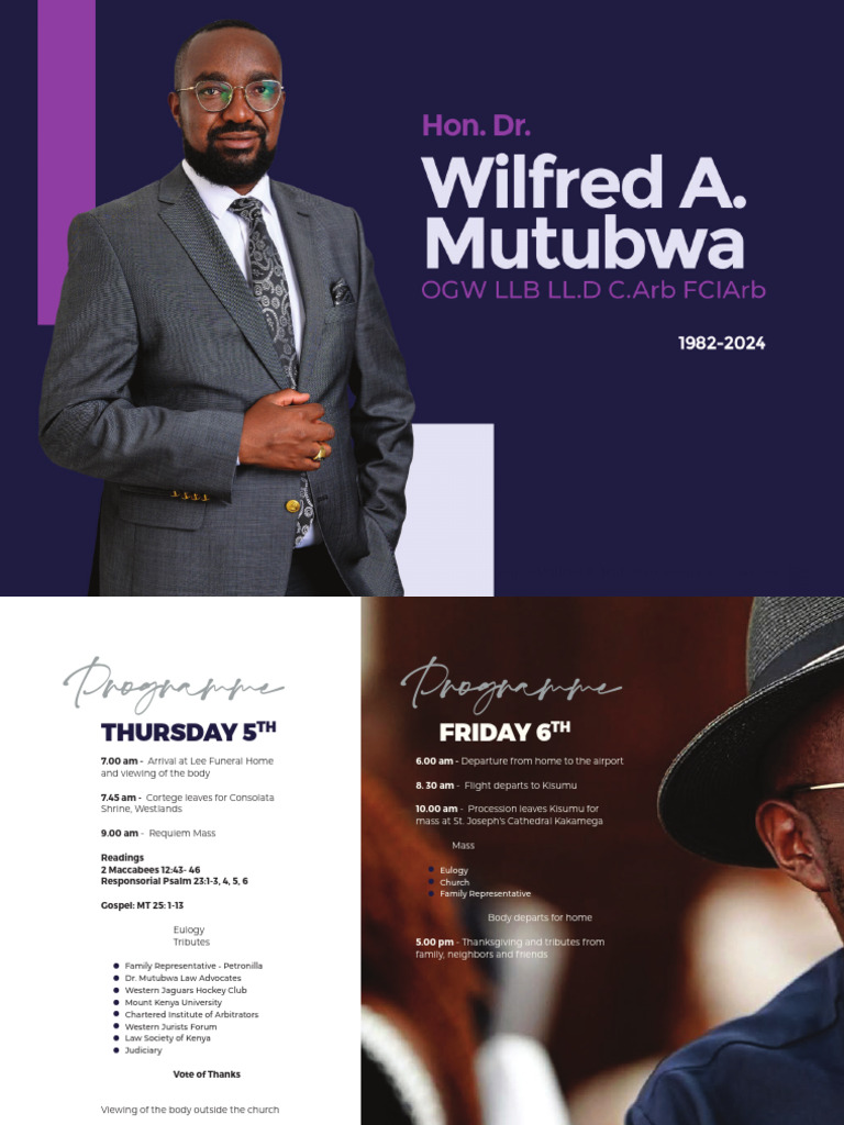 Eulogy for Hon. Dr. Wilfred Mutubwa | PDF
