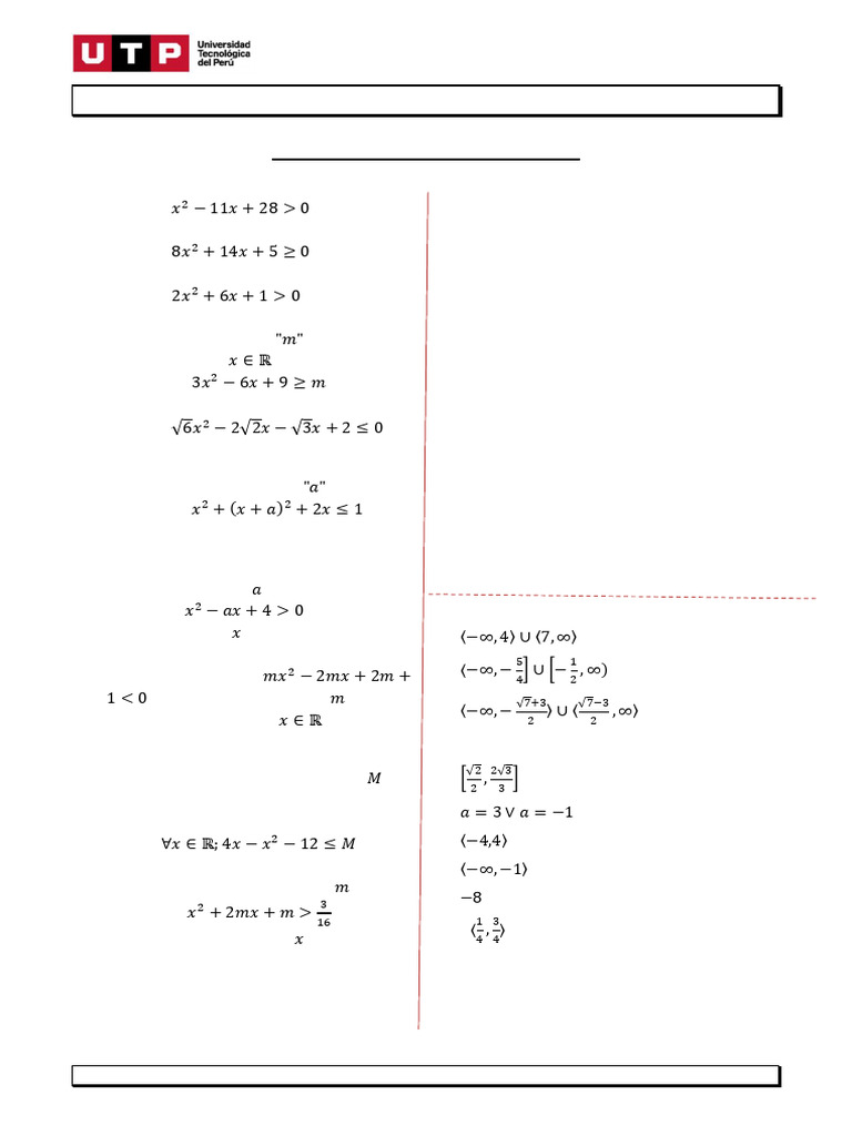 S11 - s2 Inecuaciones Cuadraticas | PDF