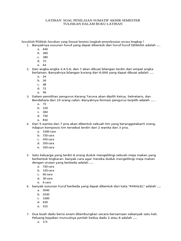 Soal Latihan Psas | PDF