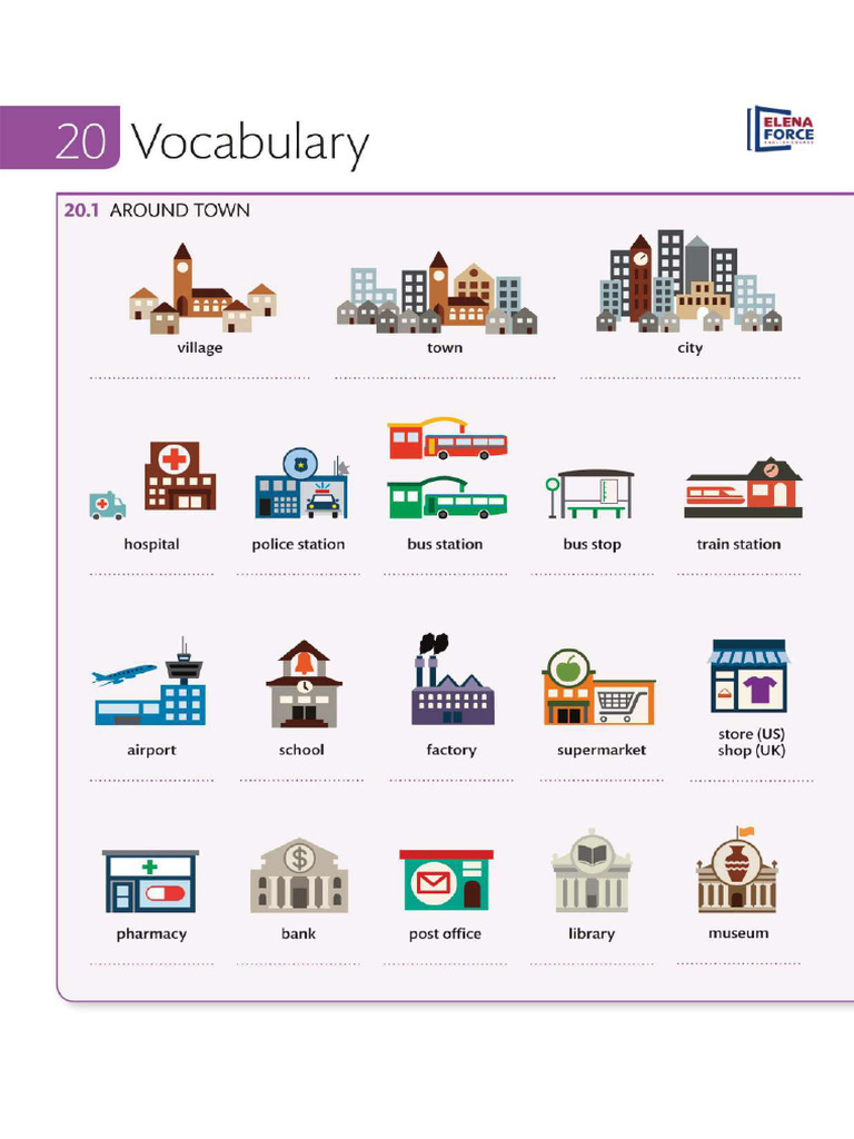 20) A. Level 1 Beginner - Vocabulary - Around Town | PDF