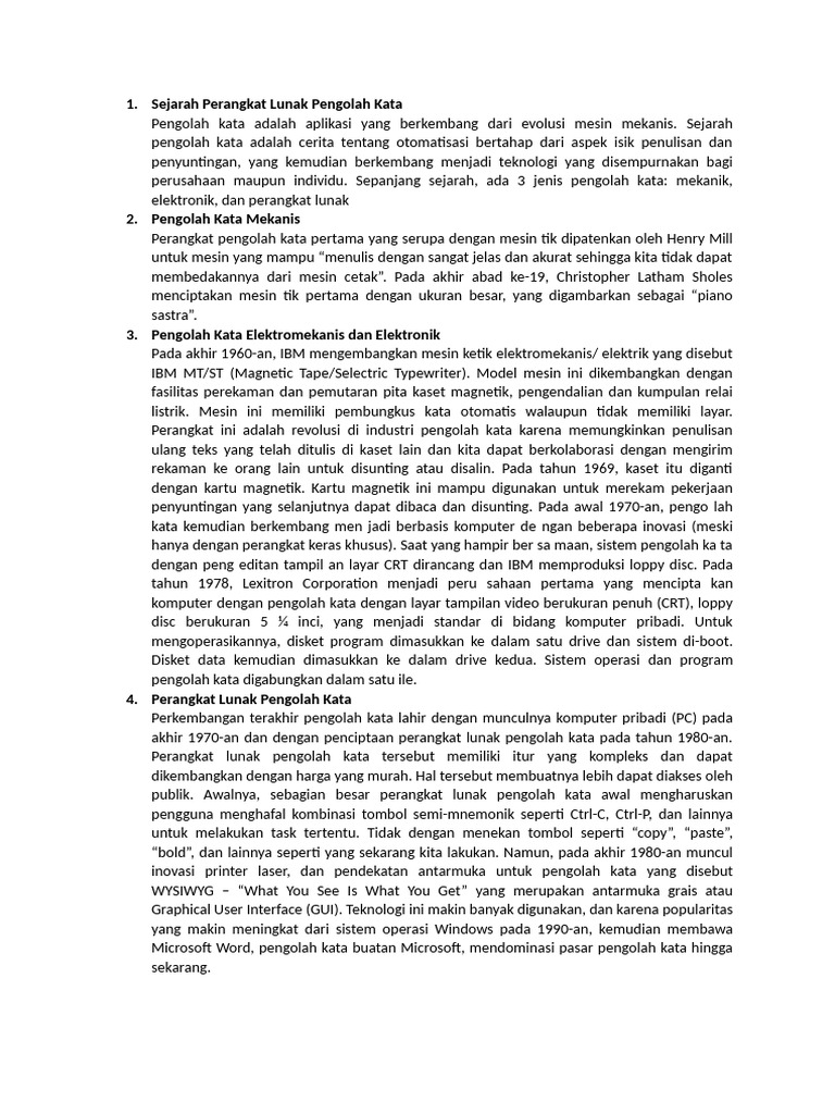 Sejarah Perangkat Lunak Pengolah Kata | PDF