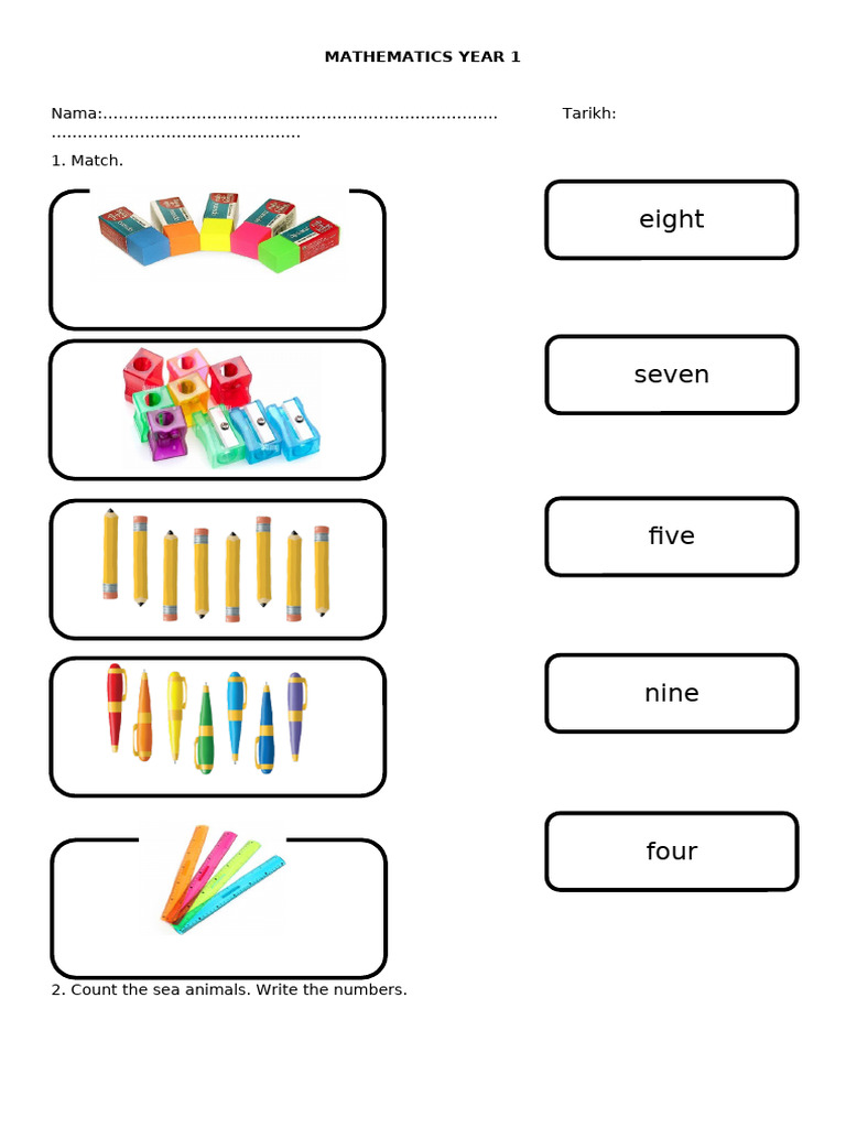 Year 1 Mathematics Practice Worksheet | PDF