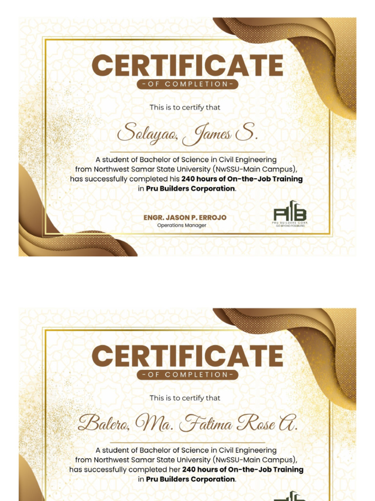 OJT CE certificate | PDF