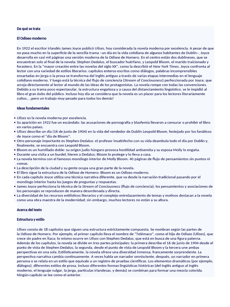 De Qué Se Ulises | PDF | James Joyce | Ulises (novela)