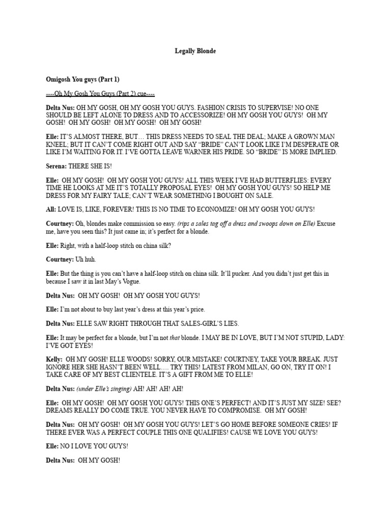Legally Blonde JR Script | PDF