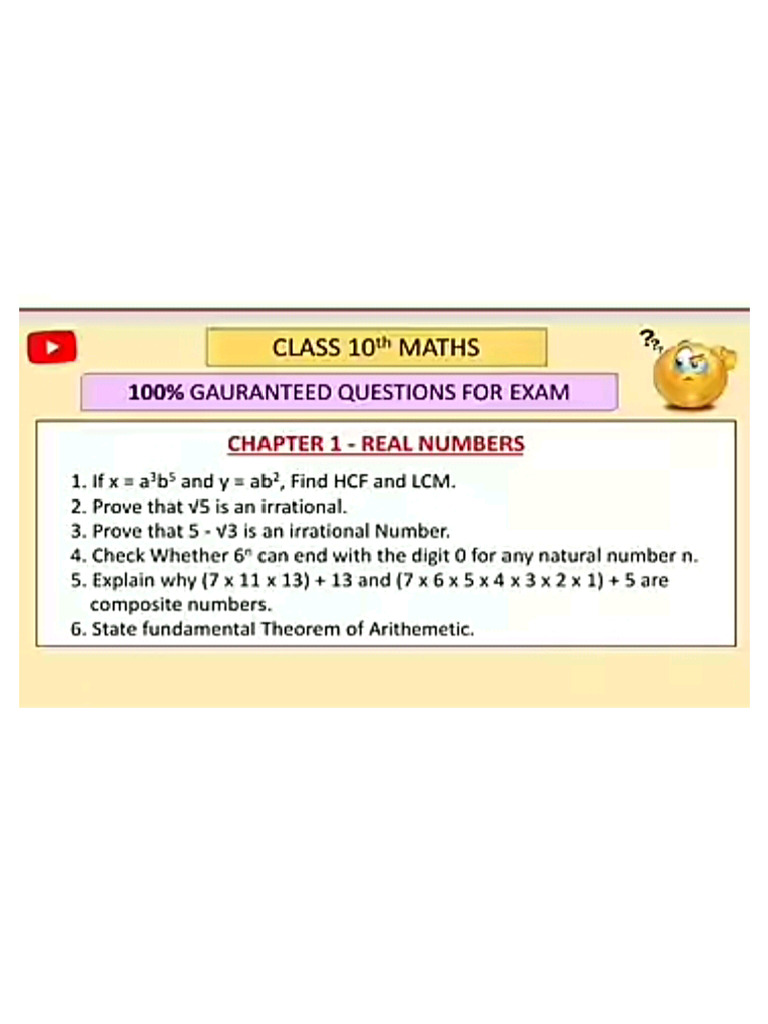 Maths Guarantee Type Questions | PDF
