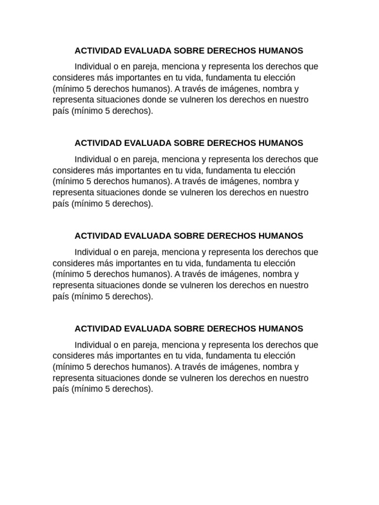 Actividad Evaluada Sobre Derechos Humanos Básica Diurna | PDF