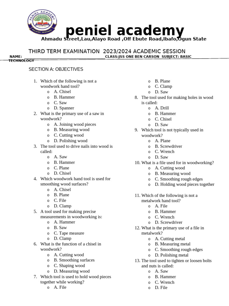 Third Term Basic Tech 2023-2024 Examination | PDF | Computer Data Storage | Electrical ...