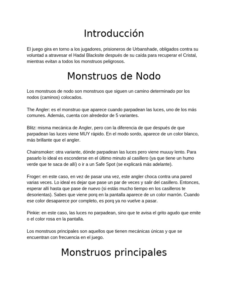 Monstruos de Urbanshade: Guía Completa | PDF