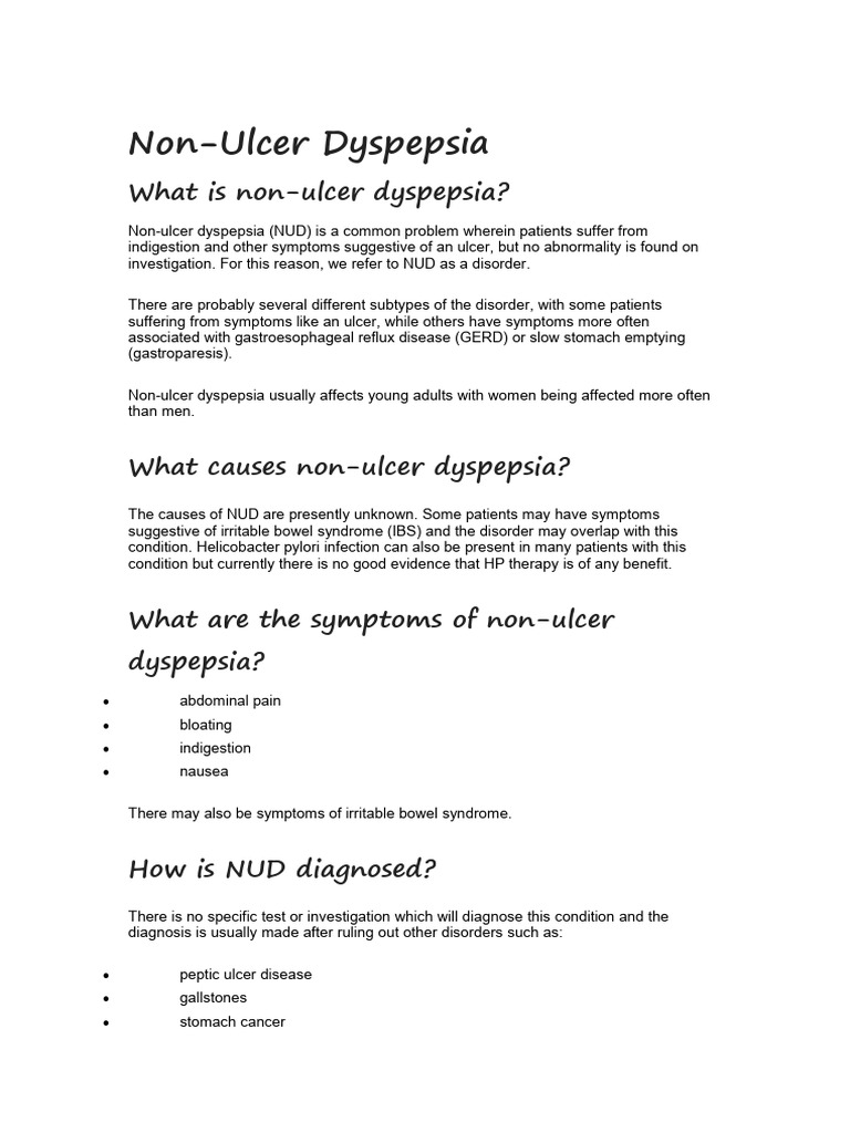 Non - Ulcer Dyspepsia - Kripa Lec | PDF