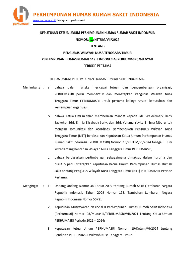 Draft 1 - Susunan Pengurus NTT | PDF