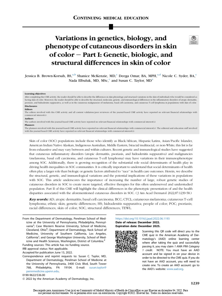 02_Skin of colour_part 1_JAAD 2022 | PDF | Hair | Race (Human ...