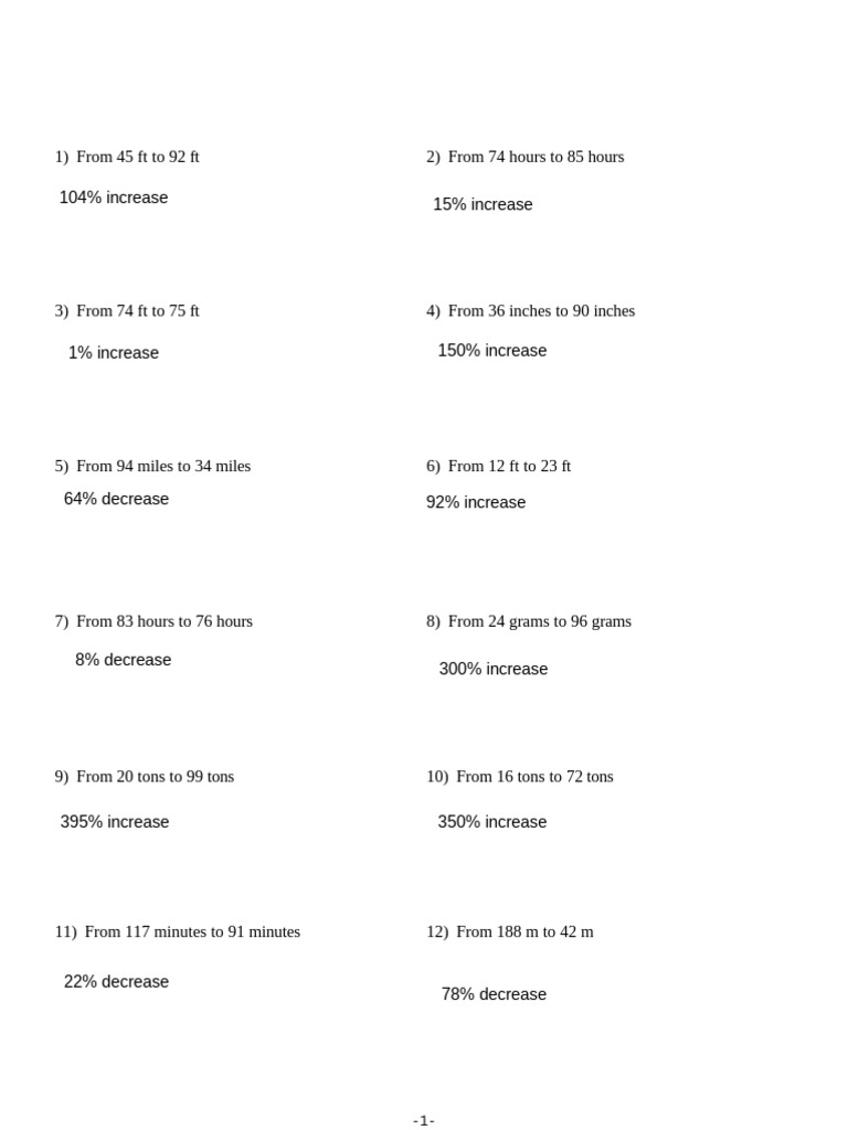 Percent Change | PDF