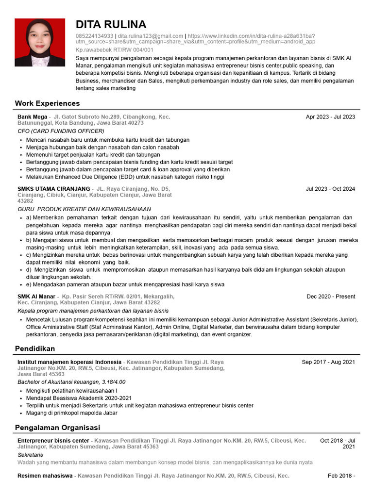 CV Merchandiser Dita | PDF