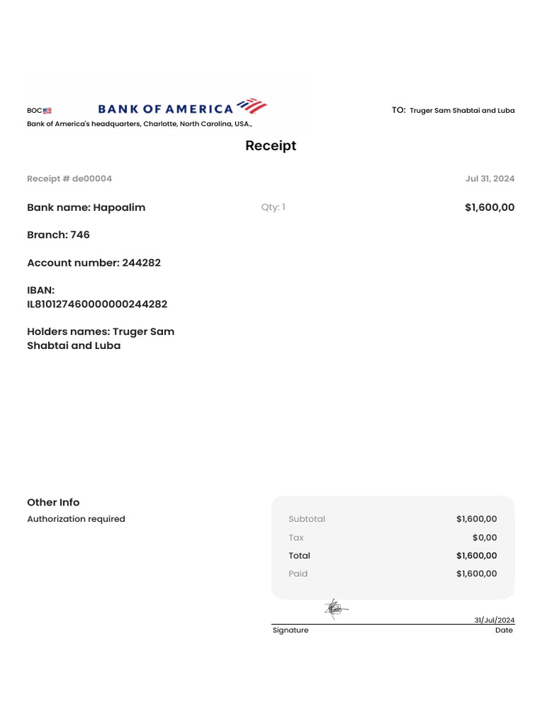 Receipt for Truger Sam and Luba | PDF