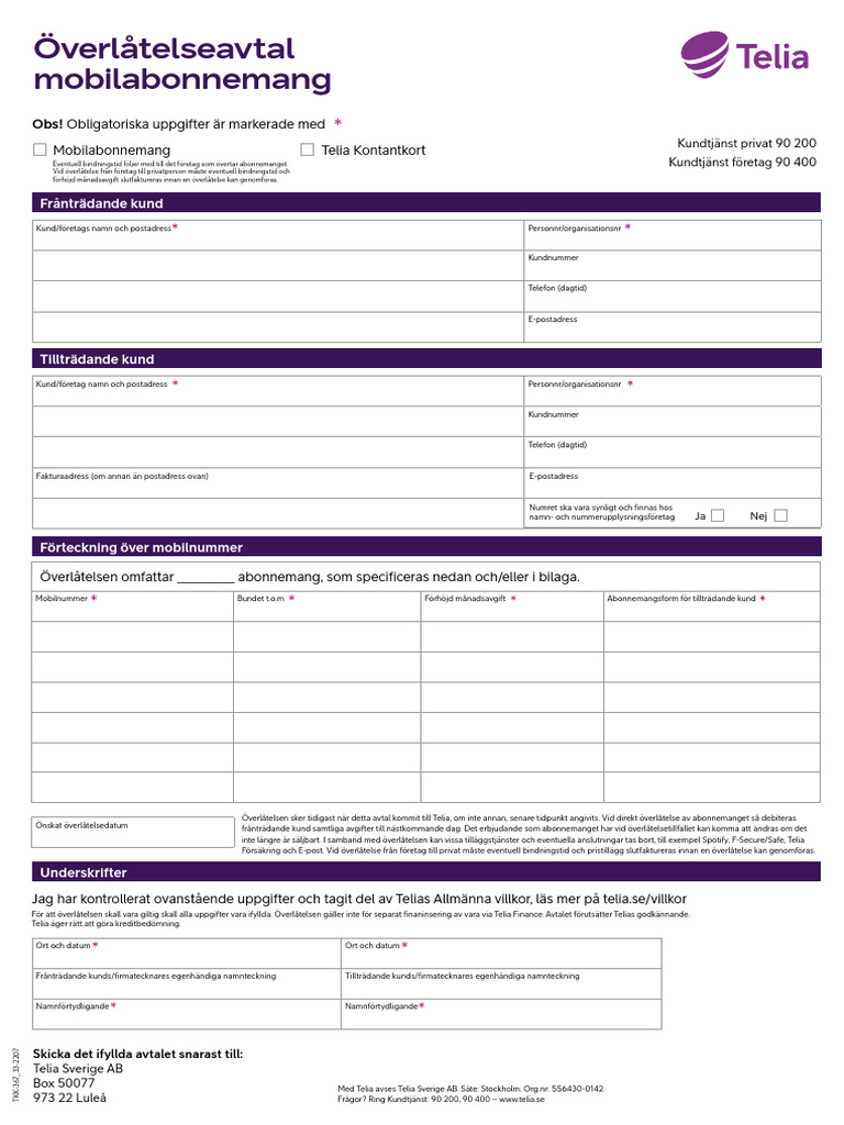 TKK-367 30-0720 Telia Overlatelse | PDF