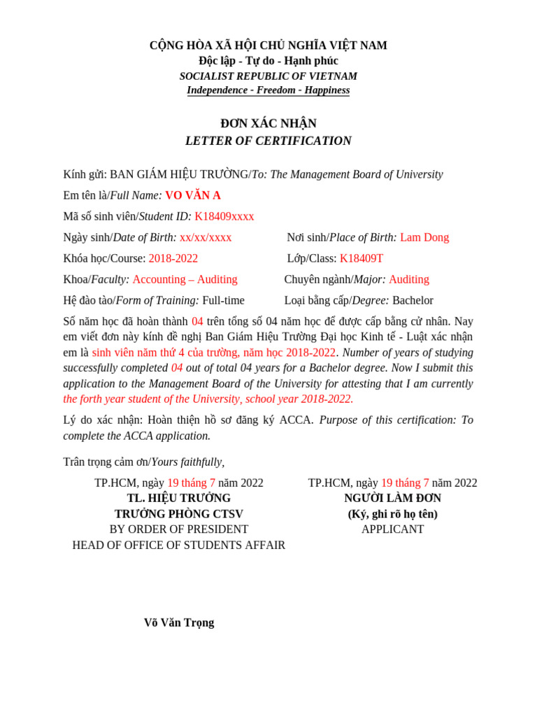 ACCA form 2022 | PDF