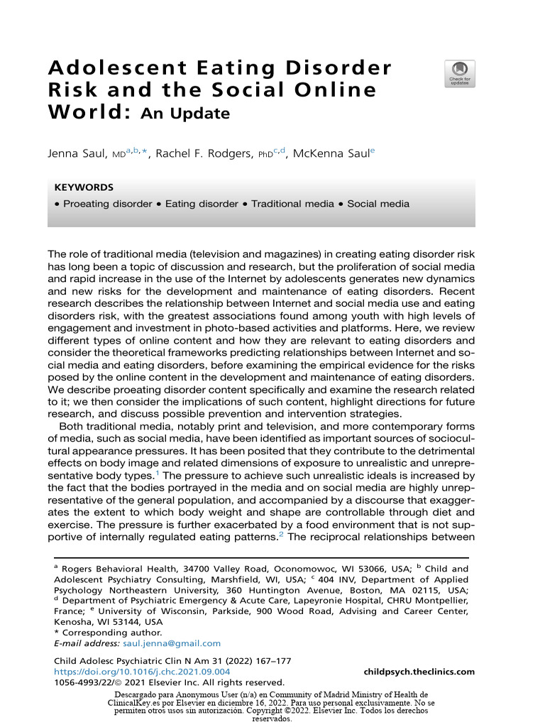 10 - Adolescent Eating Disorder Risk and The Social Online World ...