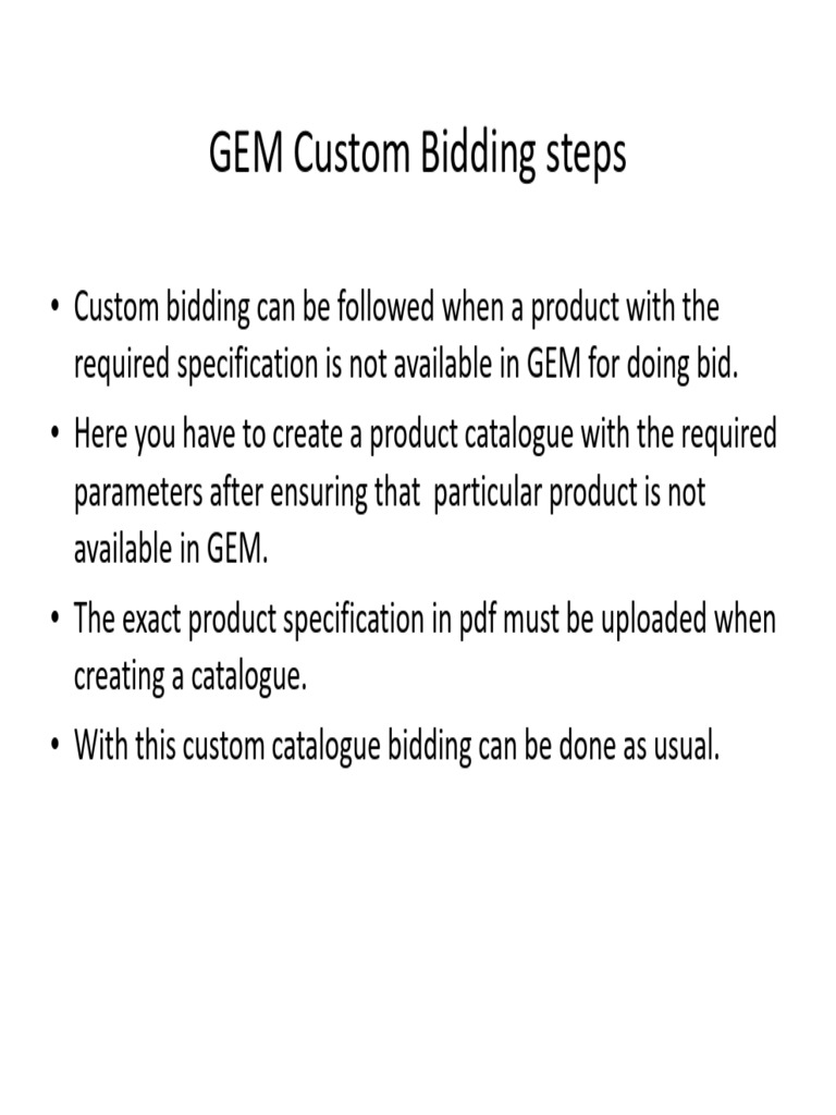 GEM Custom Bidding Steps | PDF