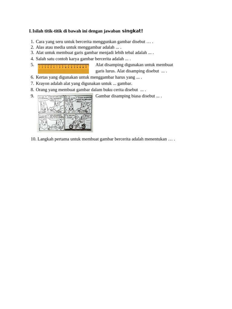 Soal Seni Rupa Kelas 3 SD Bab 3 | PDF