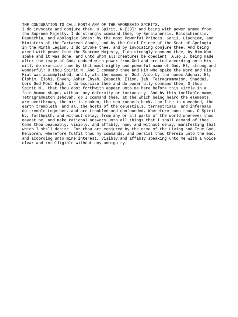 Conjuration to Summon Spirits | PDF