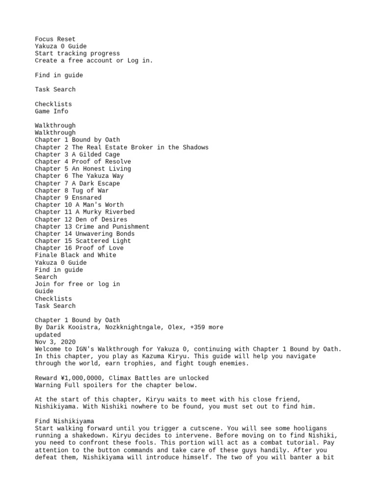 Yakuza 0 Chapter 1 Guide | PDF | Video Game Gameplay