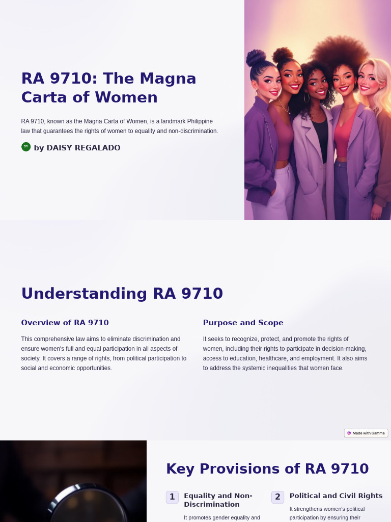 RA 9710 The Magna Carta of Women Margie | PDF | Discrimination | Gender Studies