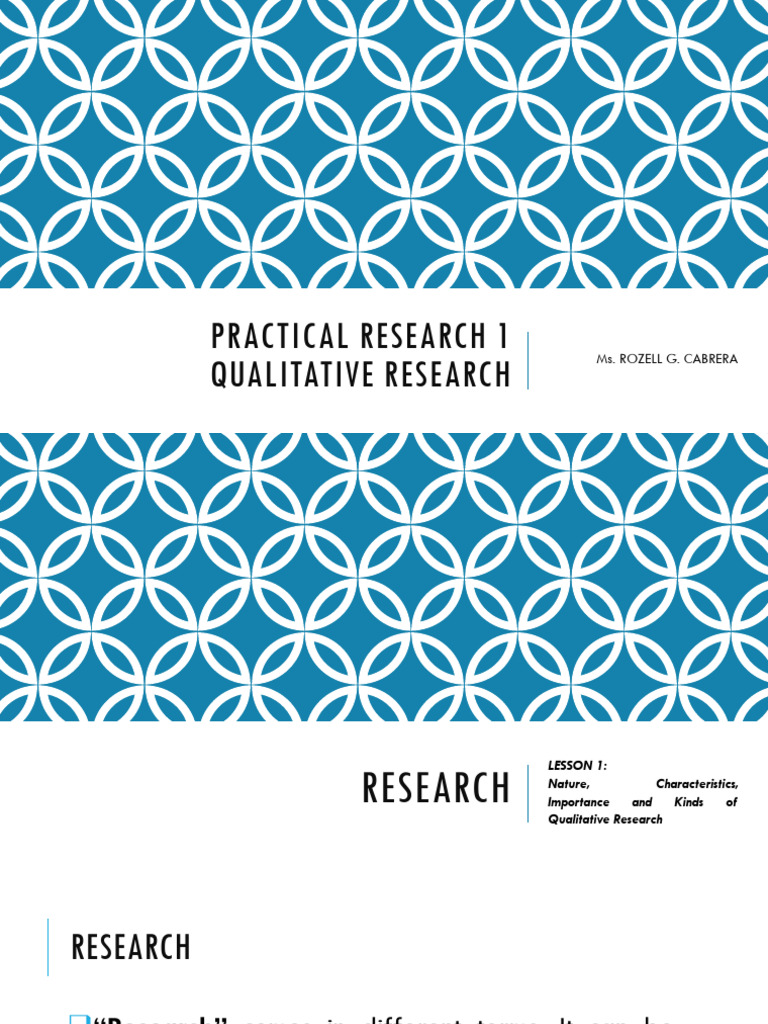 PR1. Lesson 1 | PDF | Qualitative Research | Quantitative Research