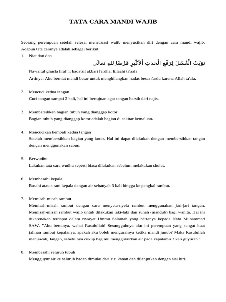 TATA CARA MANDI WAJIB | PDF