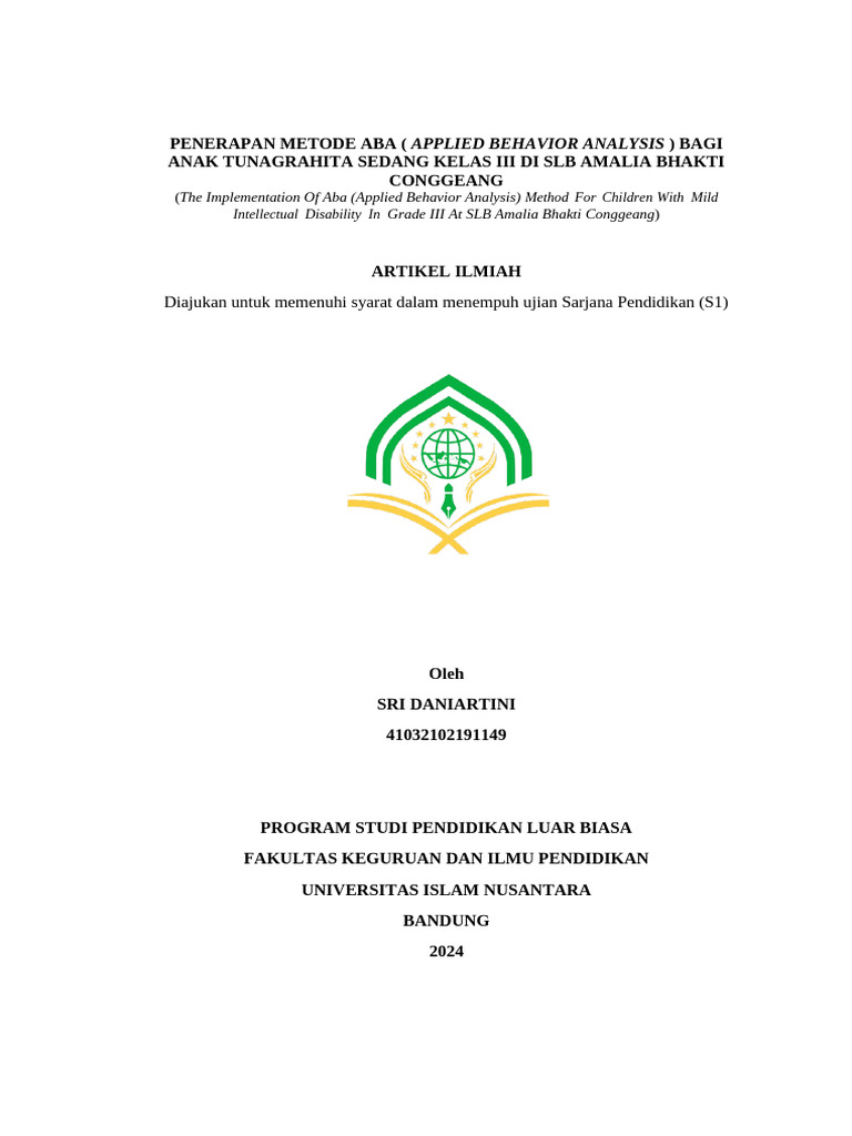 Penerapan Metode ABA di SLB Amalia | PDF