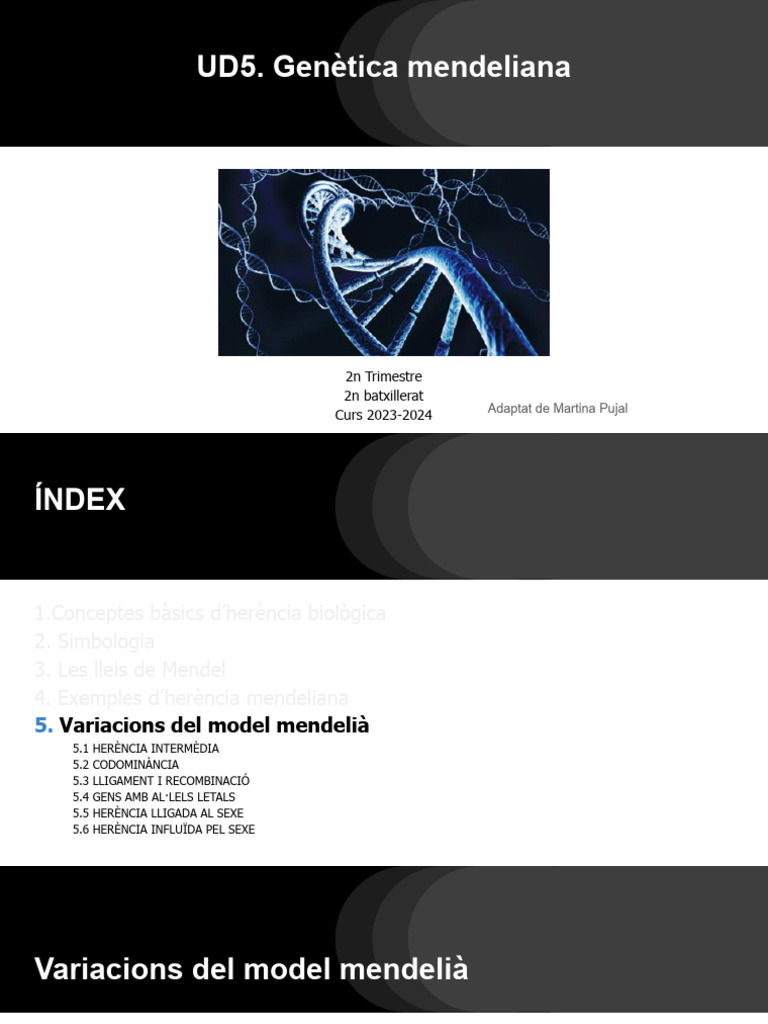 UD5. (TEORIA IV) Variacions Del Model Mendelià 24-25 | PDF