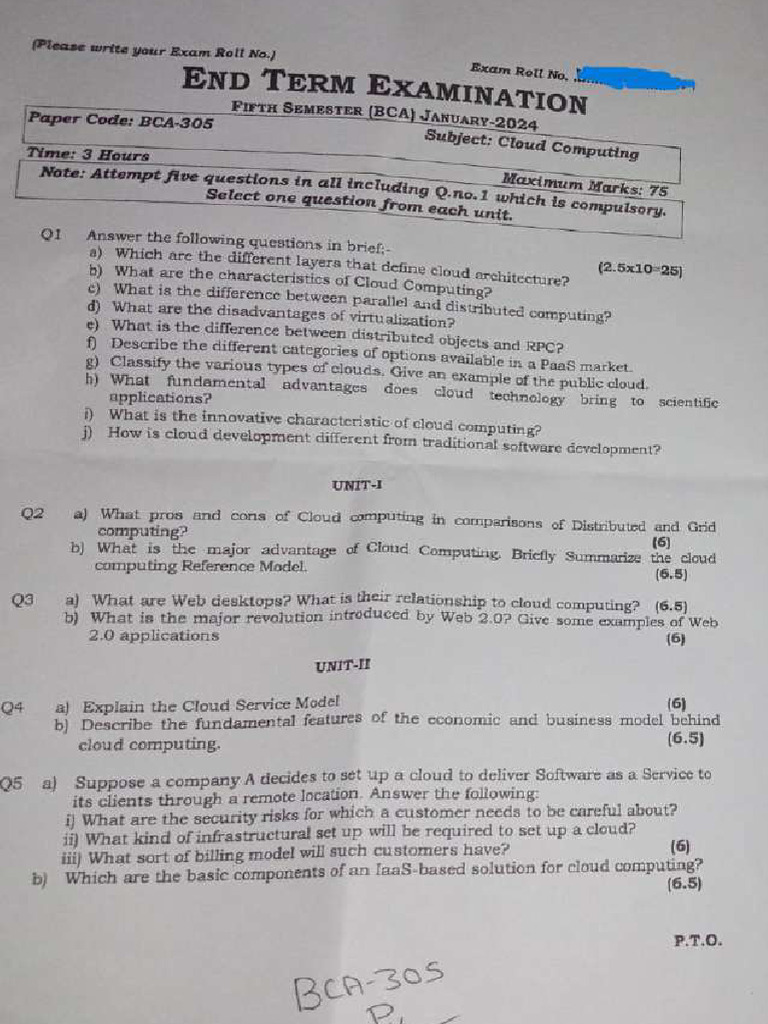 Ipjugaad - Bca 5th Sem Cloud Computing Paper 2024 | PDF