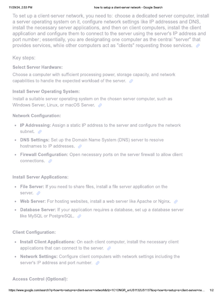 How To Setup A Client-Server Network | PDF