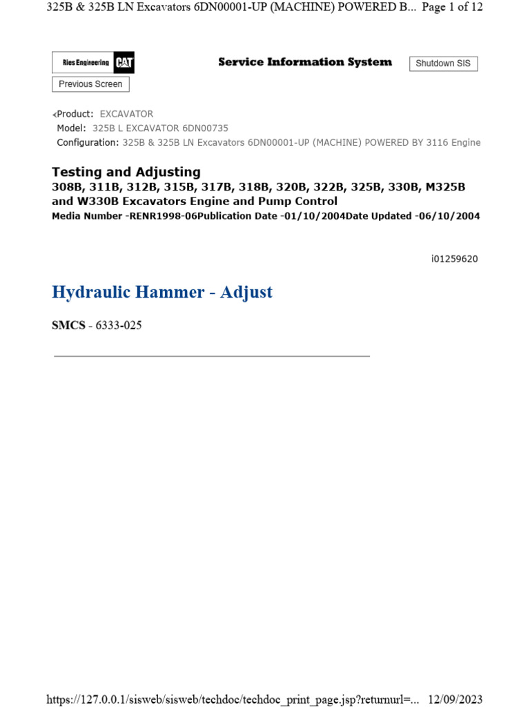 325BL Xime Hydraulic Hammer - Adjust - 241101 - 122803 | PDF | Pump ...