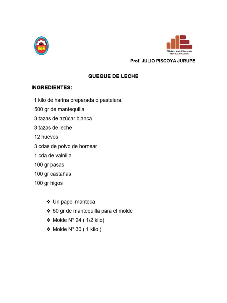 Queque de Leche | PDF
