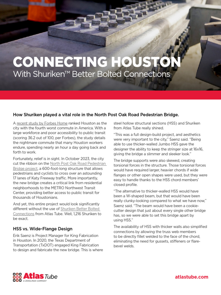 Houston North Post Oak Road Pedestrian Bridge Case Study | PDF | Truss