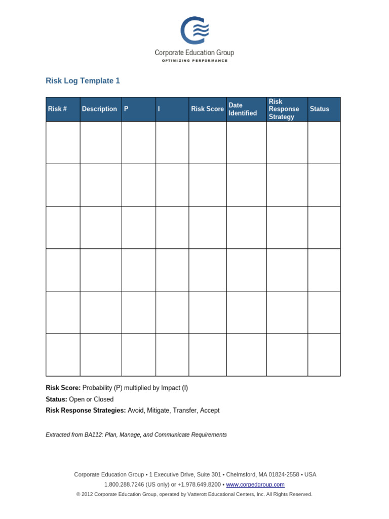 Risk Log Template 1 | PDF