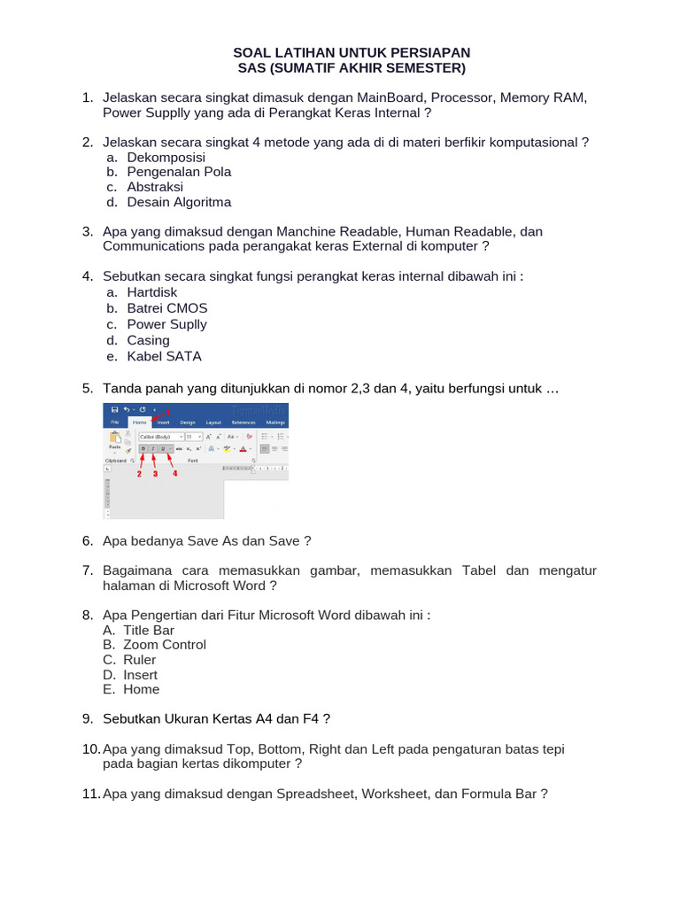 Soal Latihan Untuk Pas Informatika Ganjil 2024-2025 | PDF