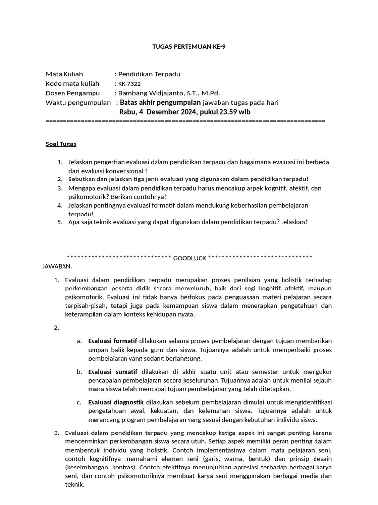 Soal Tugas Pertemuan-9 | PDF