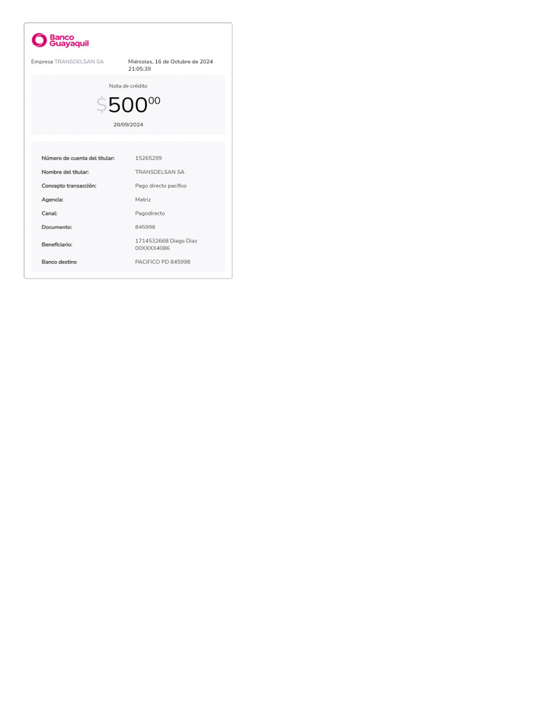 Consulta-De-Movimientos TRANSDELSAN-SA 20241016 0905 | PDF