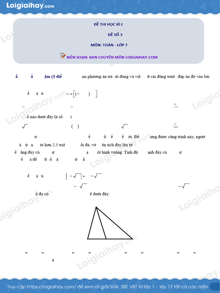 De Kiem Tra Hoc Ki 1 Toan 7 de So 3 Ket Noi Tri Thuc 1672883026 (1) | PDF