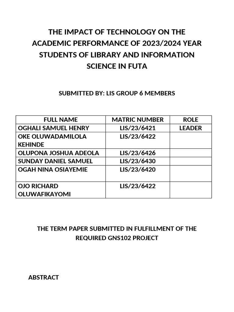 The Impact of Technology On Library and Information Science | PDF | Educational Technology ...