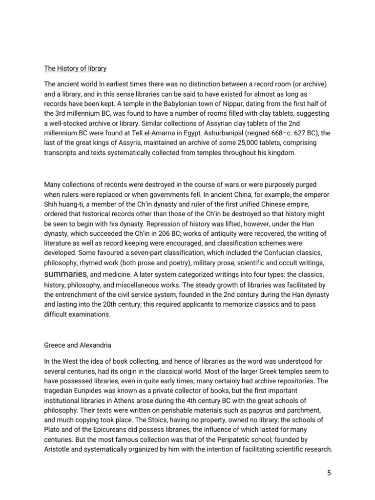 The History of Library1 | PDF | Classical Antiquity