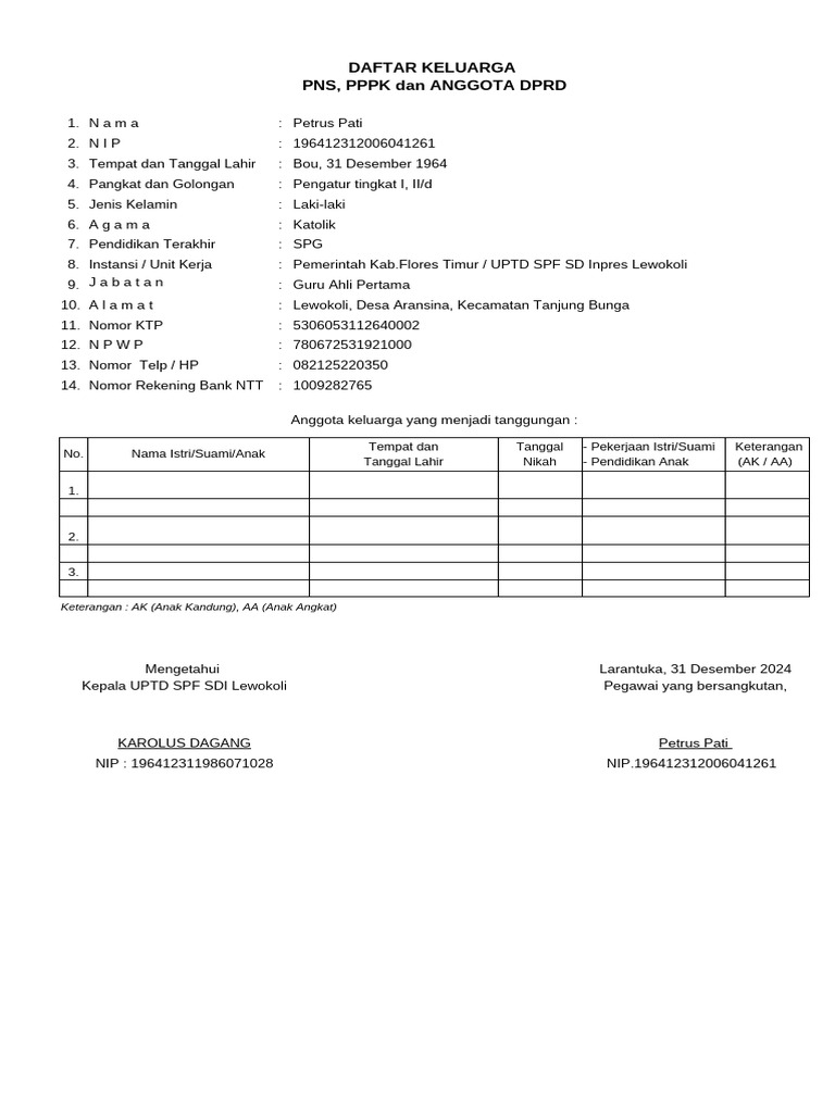 FORMAT DK 2025 - Petu | PDF