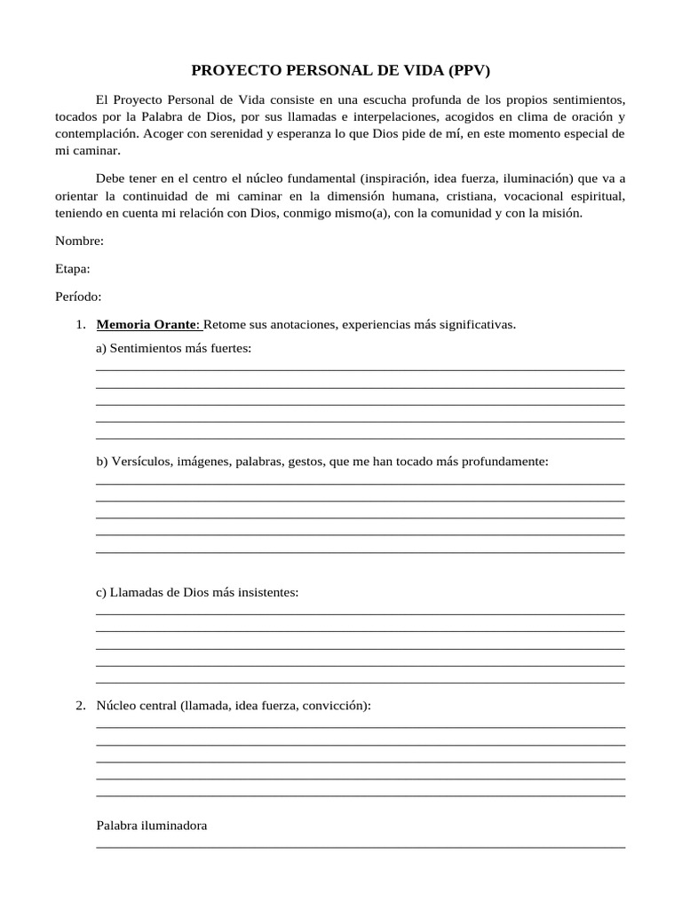 Proyecto Personal de Vida | PDF | Dios