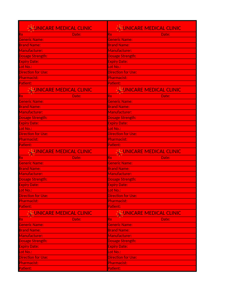 red& white label | PDF | Pharmacy | Generic Drug